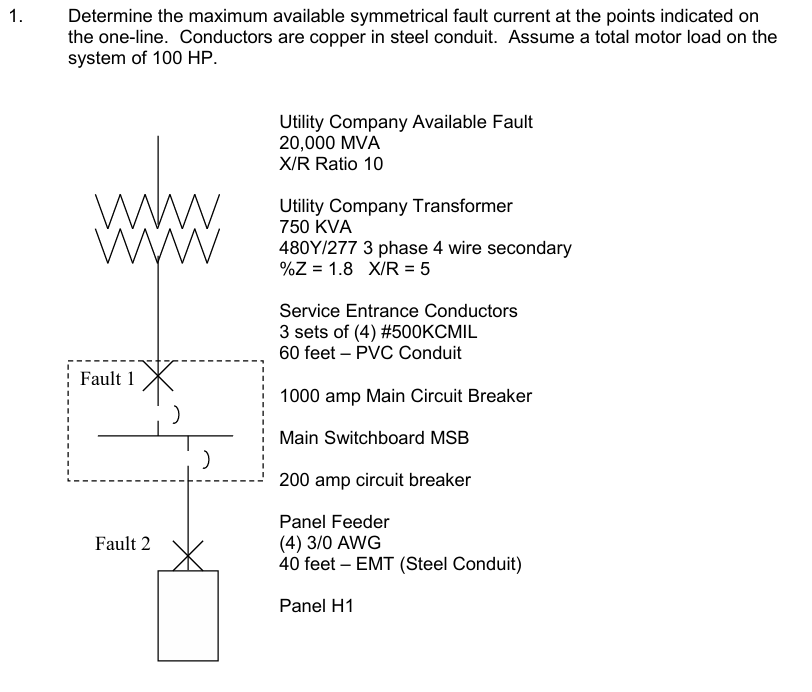 Solved 1. ﻿Determine the maximum available symmetrical fault | Chegg.com