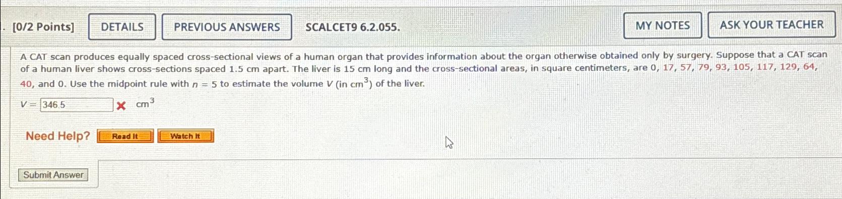 Solved Volume=Need help please | Chegg.com