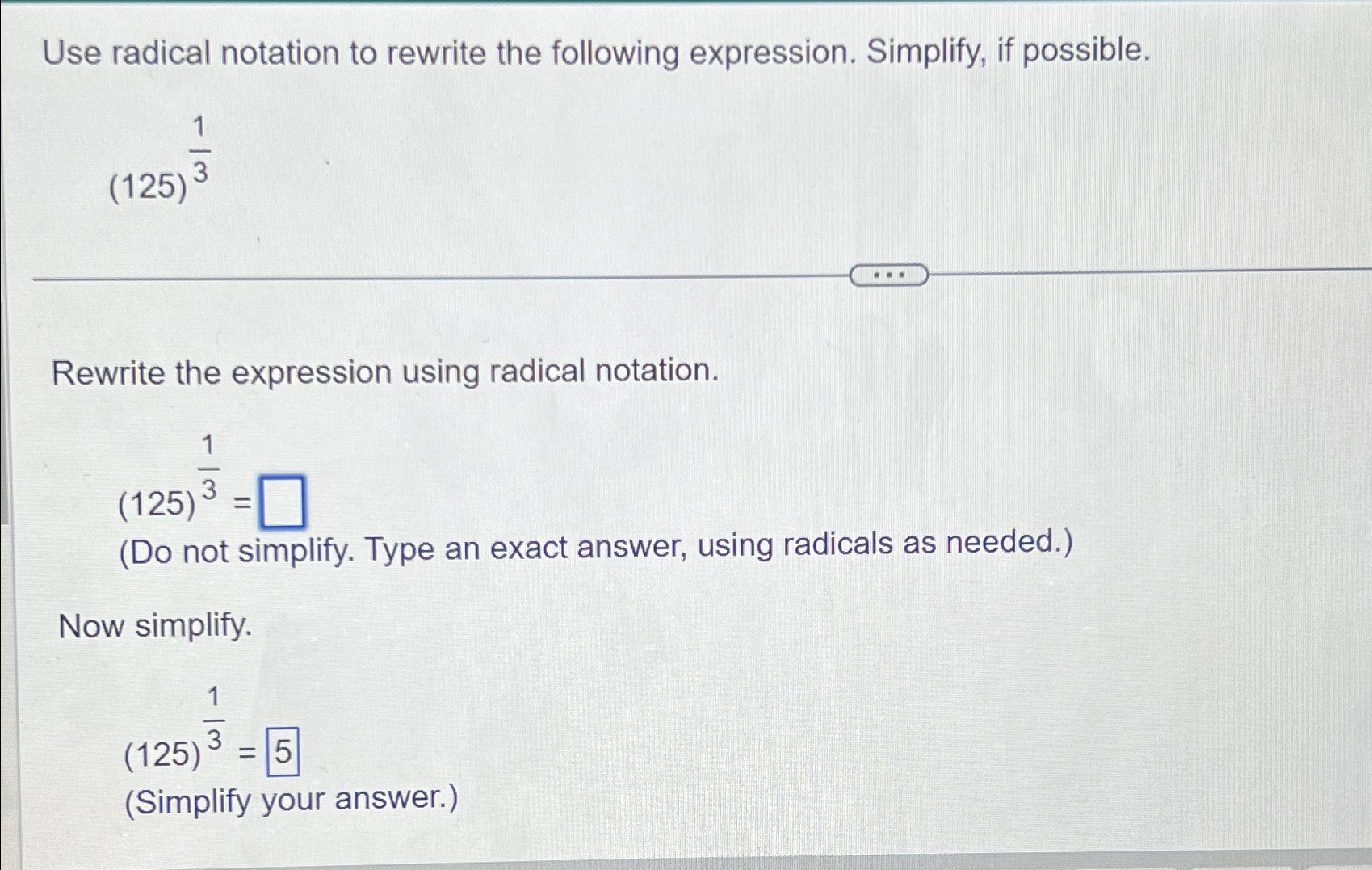 Solved Use radical notation to rewrite the following | Chegg.com