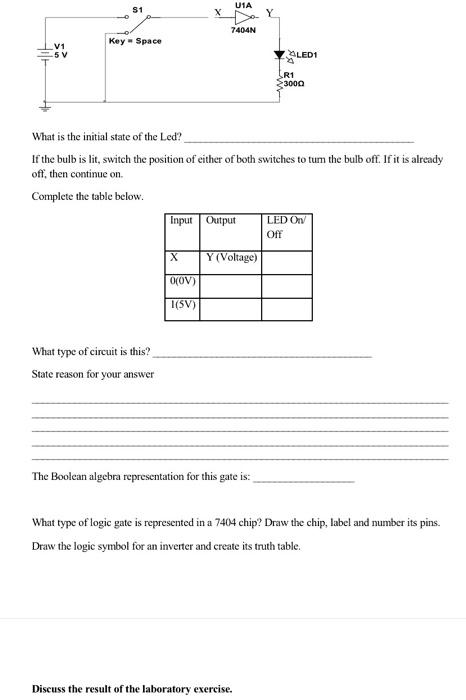 Solved U1A S1 Y 7404N KeySpace V1 5V LEDI LR1 3000 What is | Chegg.com