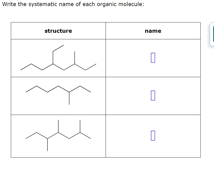 Solved Write the systematic name of each organic molecule: | Chegg.com