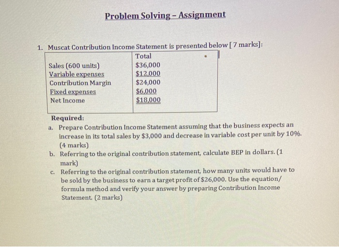 Solved Problem Solving - Assignment 1. Muscat Contribution | Chegg.com