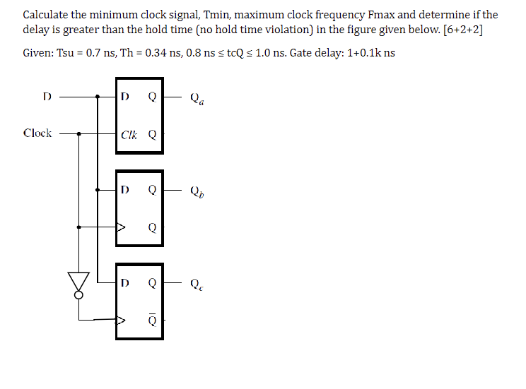 Solved Calculate the minimum clock signal, Tmin, maximum | Chegg.com