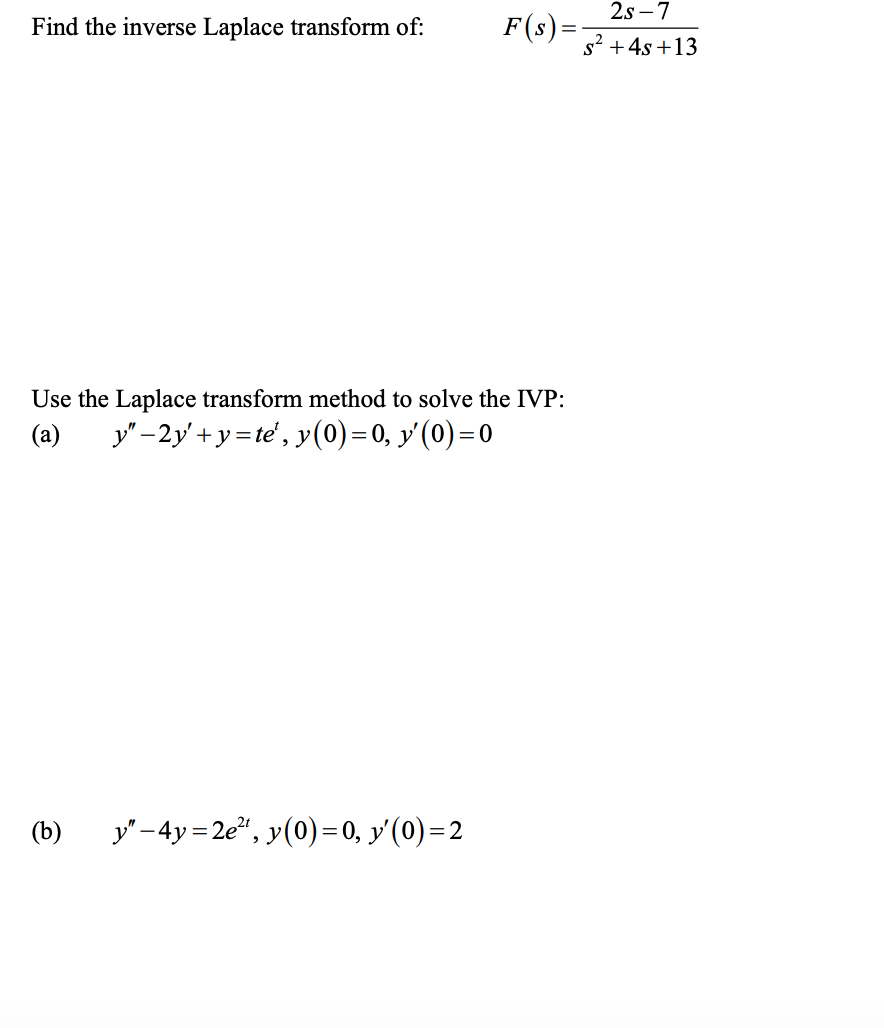 Solved Find the inverse Laplace transform | Chegg.com