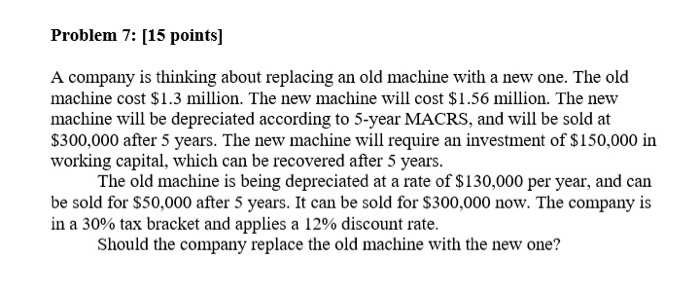 Solved Problem 7: (15 points) A company is thinking about | Chegg.com