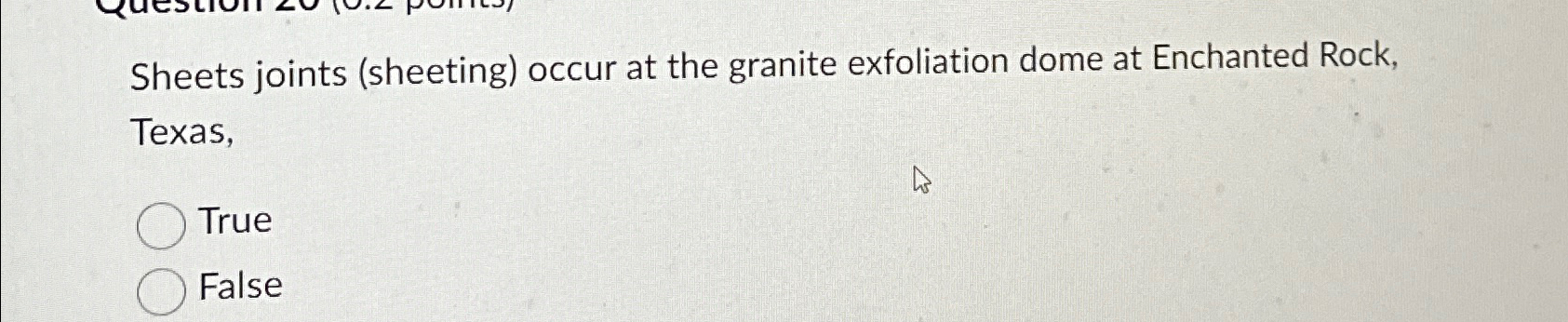 Solved Sheets joints (sheeting) ﻿occur at the granite | Chegg.com