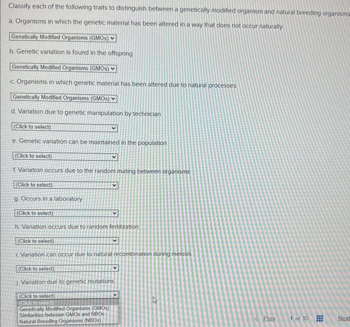 Solved Classify each of the following traits to distinguish | Chegg.com