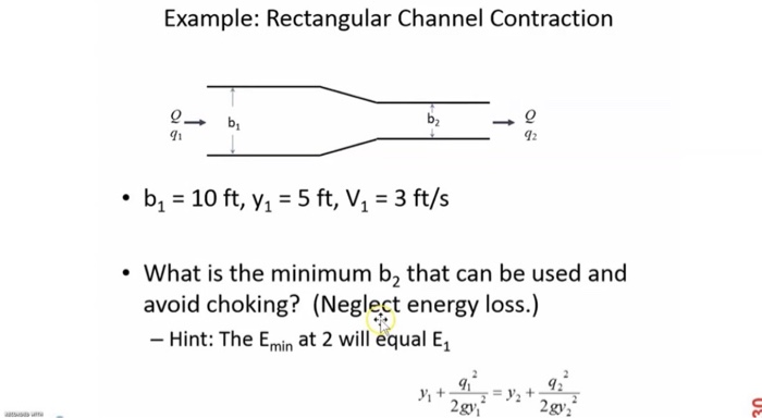 Solved Example: Rectangular Channel Contraction 9-b O 92 91 | Chegg.com