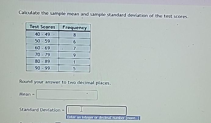 Solved Calculate the sample mean and sample standard | Chegg.com