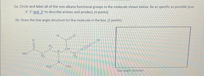 Solved 2a. Circle and label all of the non-alkane functional | Chegg.com
