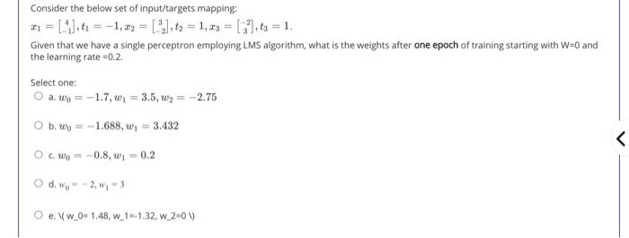 Consider the below set of input/targets mapping +1 = | Chegg.com