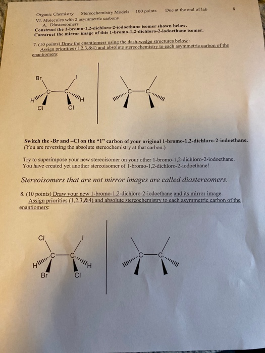 Solved Organic Chemistry Stereochemistry Models 100 points | Chegg.com