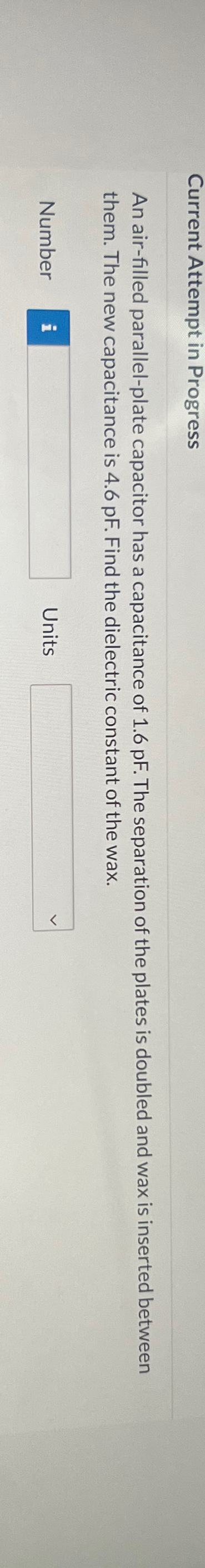 Solved Current Attempt in ProgressAn air-filled | Chegg.com