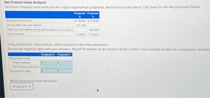 Solved Net Present Value Analysis Hermson Company must | Chegg.com