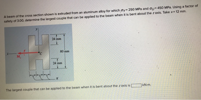 Solved A beam of the cross section shown is extruded from an | Chegg.com