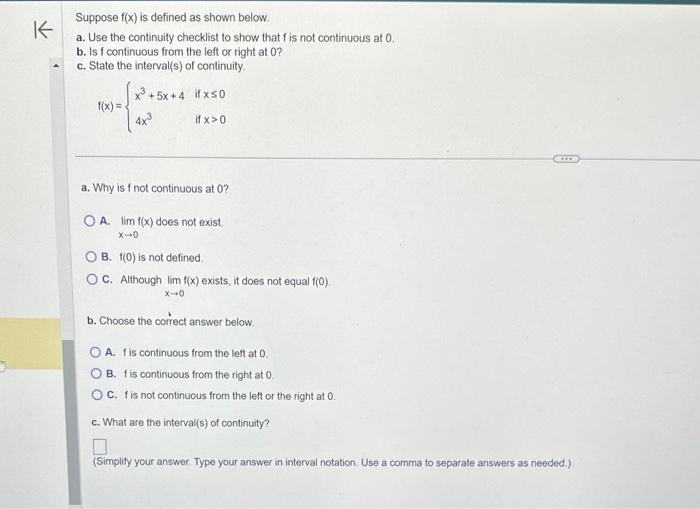 Solved Suppose F X Is Defined As Shown Below A Use The