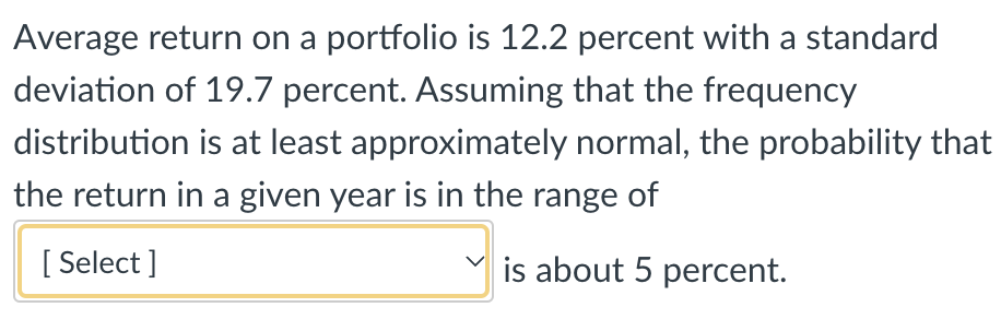 Solved Average return on a portfolio is 12.2 ﻿percent with a | Chegg.com