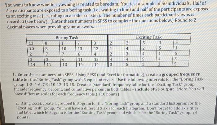 Solved You want to know whether yawning is related to | Chegg.com
