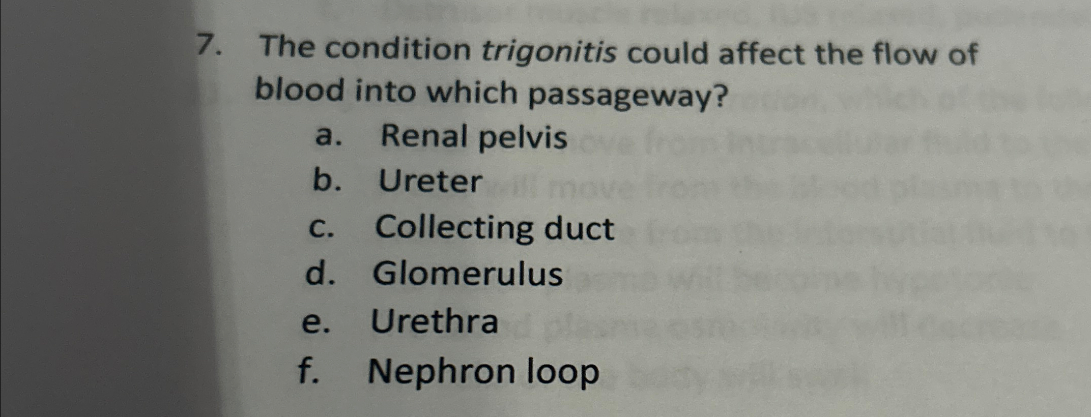 Solved The condition trigonitis could affect the flow of | Chegg.com