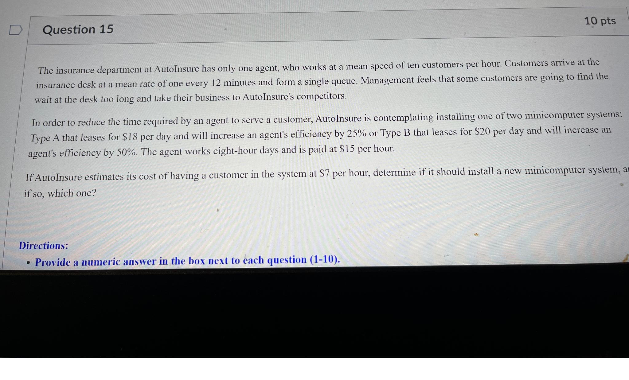 Solved Question 1510 ﻿ptsThe insurance department at | Chegg.com