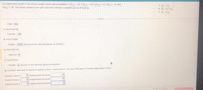 Solved An experiment results in one of five sample points | Chegg.com