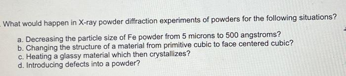 Solved What would happen in X-ray powder diffraction | Chegg.com