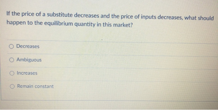 Solved If the price of a substitute decreases and the price | Chegg.com