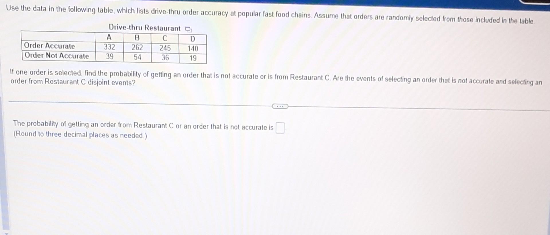 Solved If one order is selected, find the probability of | Chegg.com