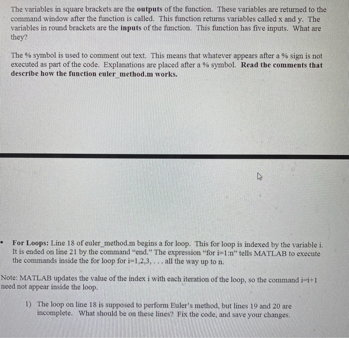 Solved Euler's Method and Introduction to MATLAB Start | Chegg.com
