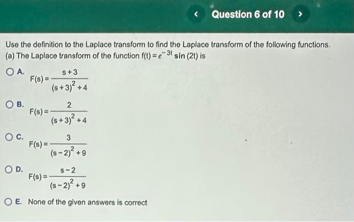 Solved Use the definition to the Laplace transform to find | Chegg.com