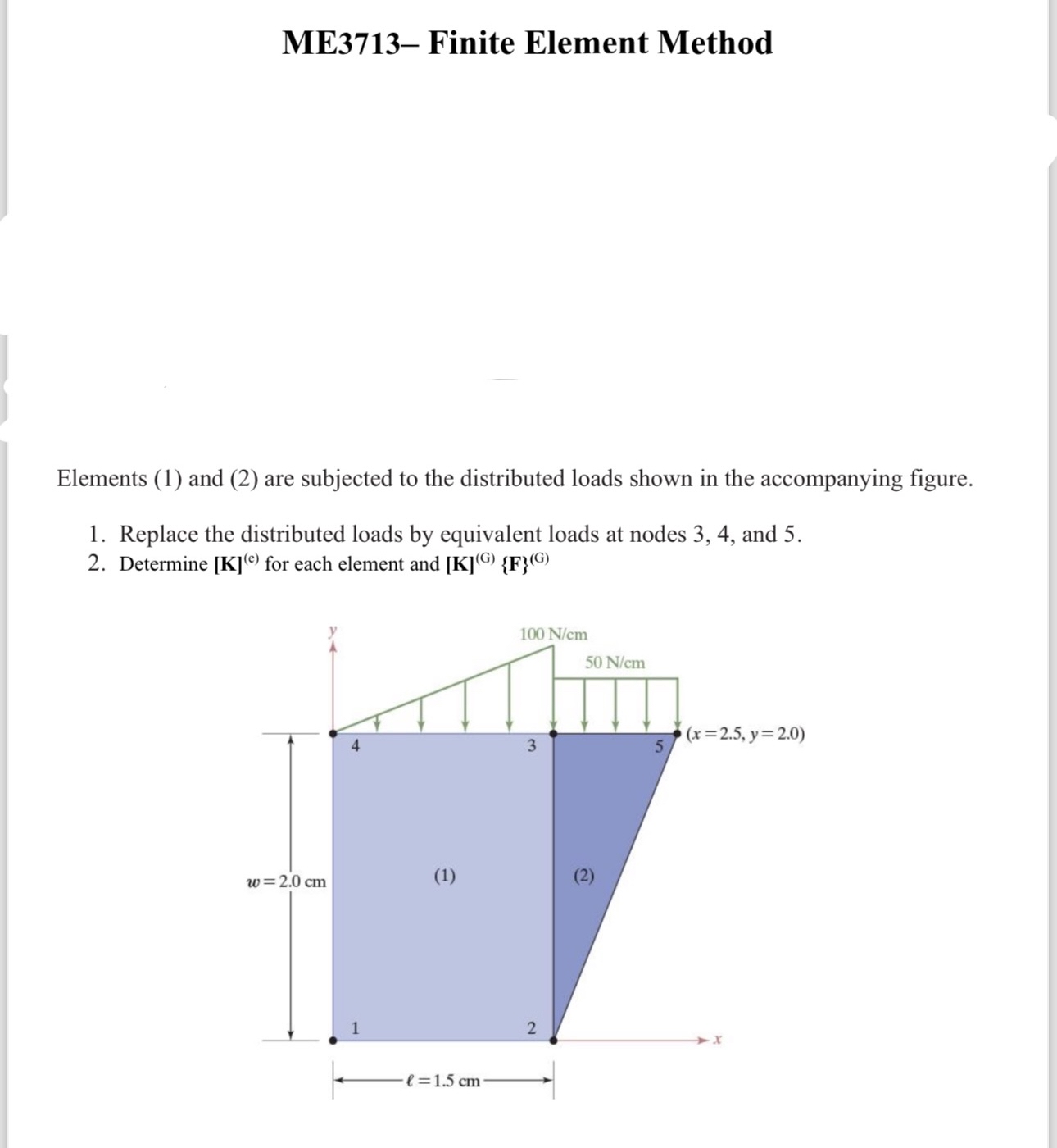 ME3713- ﻿Finite Element MethodElements (1) ﻿and (2) | Chegg.com