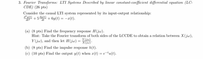 Solved 3. Fourier Transforms: LTI Systems Described by | Chegg.com