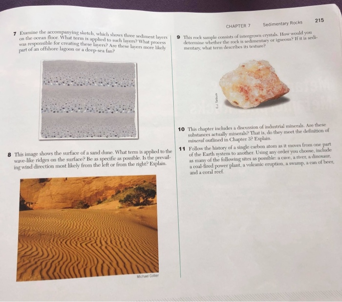 Solved 215 CHAPTER 7 Sedimentary Rocks 9 mine the | Chegg.com