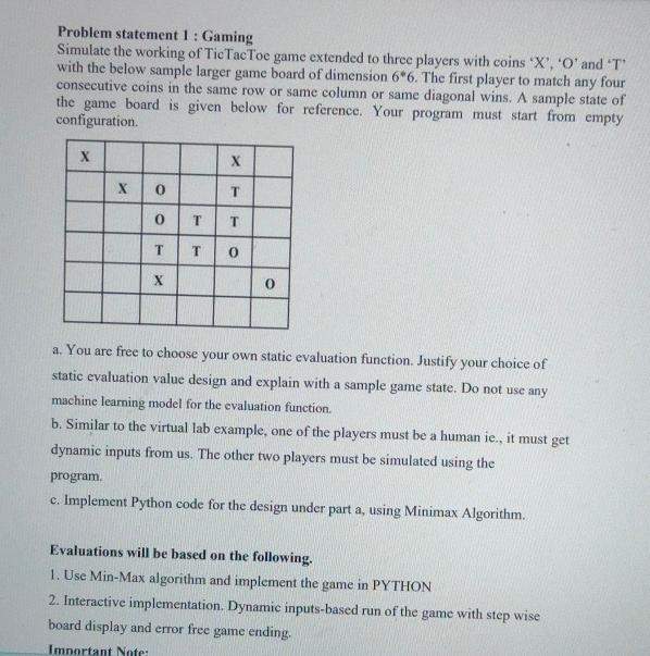 Solved Problem statement 1 ﻿: GamingSimulate the working of | Chegg.com