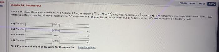 Solved PAINTER VON Chapter 04, Problem 043 BACK NEXT. A ball | Chegg.com