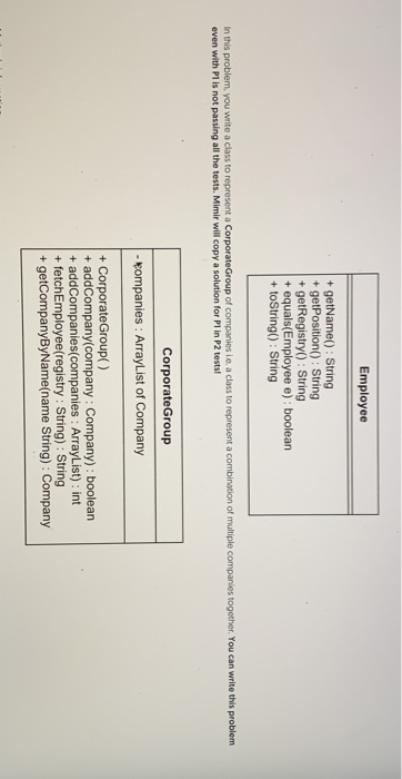 Employee + getPosition(): String + getRegistry(): | Chegg.com