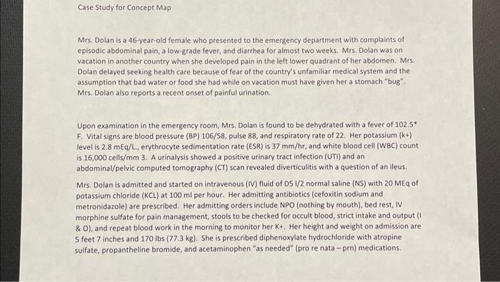 Solved Mrs. Dolan is a 46-year-old female who presented to | Chegg.com
