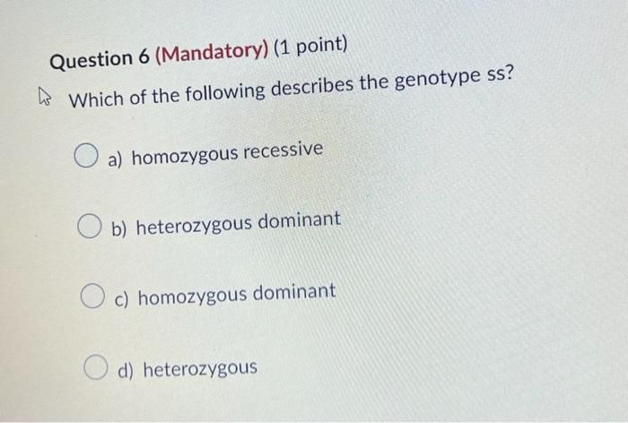 Solved Question 6 (Mandatory) (1 poill) Which of the | Chegg.com