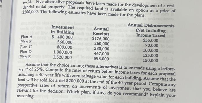 6-24. Five alternative proposals have been made for | Chegg.com