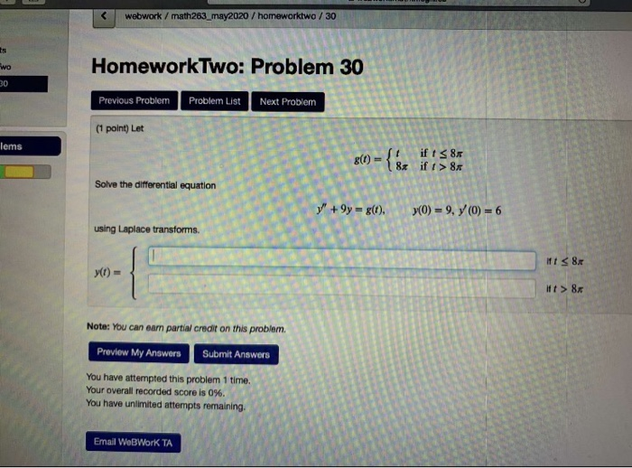 Solved webwork / math263_may2020 / homeworktwo / 30 WO | Chegg.com