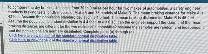 Solved To compare the dry braking distances from 30 to 0 | Chegg.com