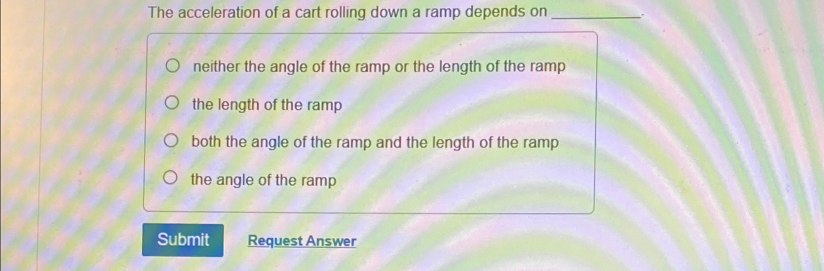 Solved The acceleration of a cart rolling down a ramp | Chegg.com