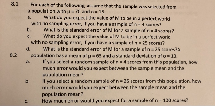 Solved a. If you select a random sample of n = 4 scores from | Chegg.com