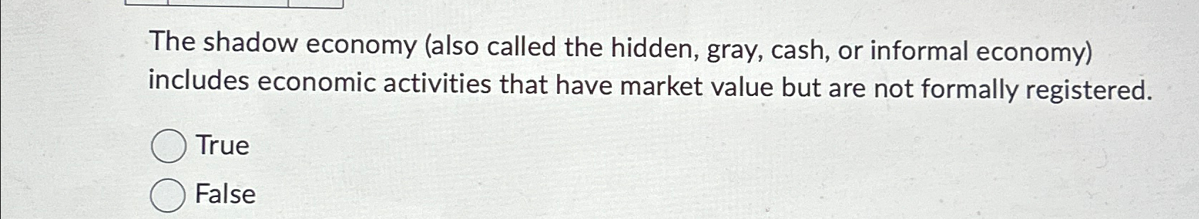 Solved The shadow economy (also called the hidden, gray, | Chegg.com
