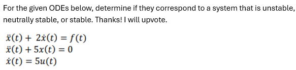 For the given ODEs below, determine if they | Chegg.com