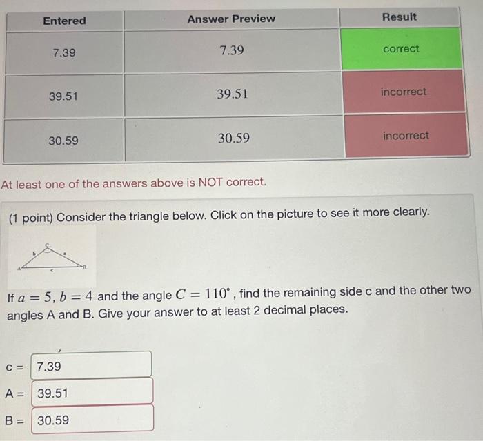 Solved Entered Answer Preview Result 7.39 7.39 correct 39.51 | Chegg.com