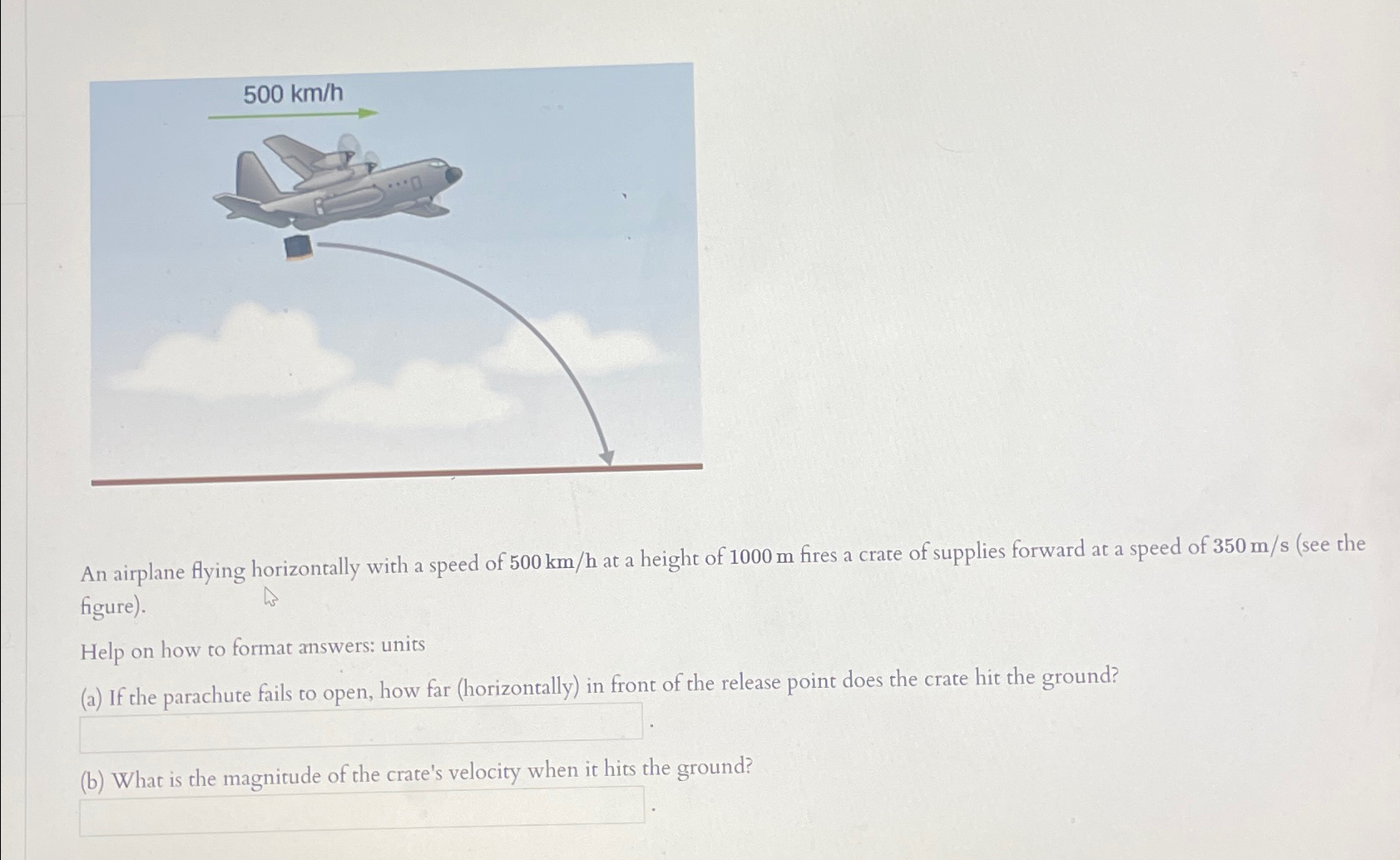Solved An airplane flying horizontally with a speed of | Chegg.com