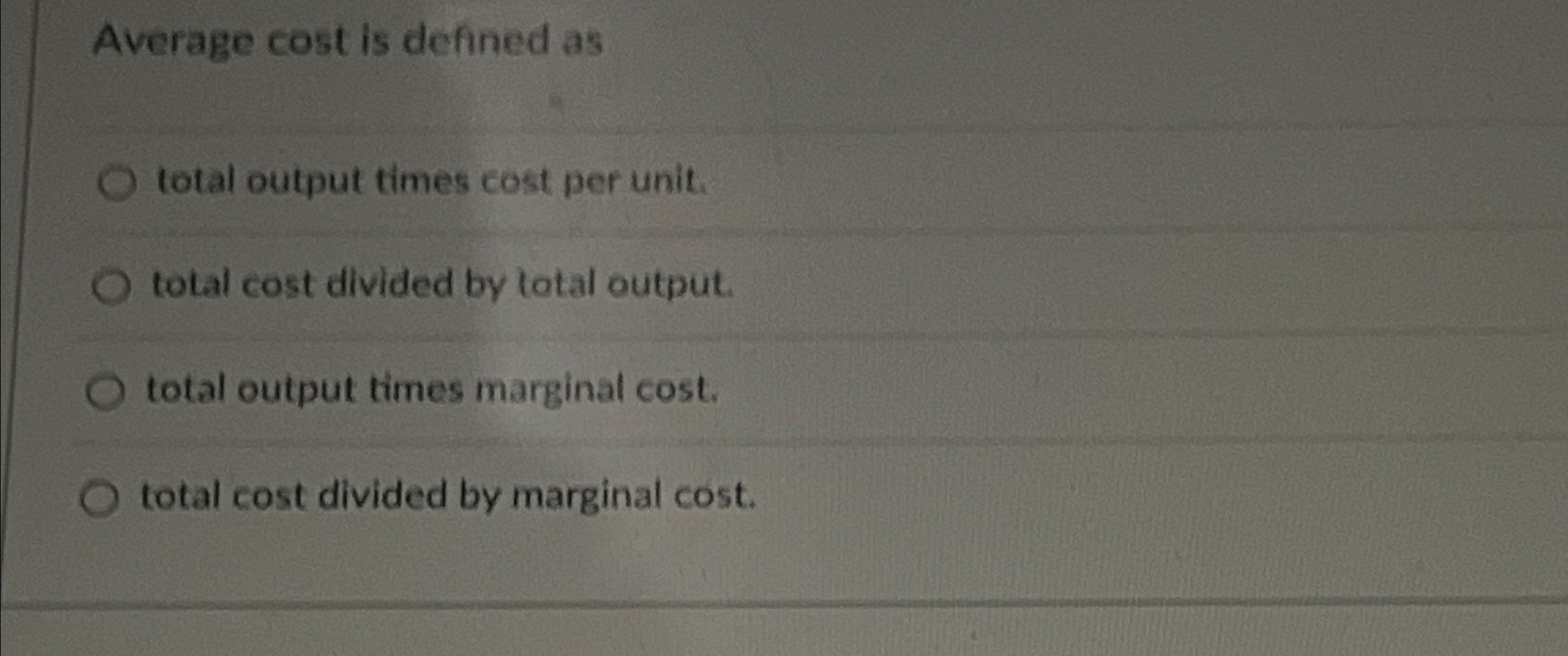 Solved Average cost is defined astotal output times cost per | Chegg.com