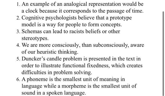 Solved 1. An example of an analogical representation would | Chegg.com