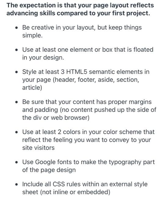 Solved You will be creating a one page website for a | Chegg.com